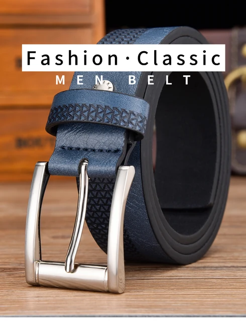 Fashion Men Leather Belt For Jeans Luxury Designer Belts Casual Strap Male Pin Buckle High Quality Brown Black Blue Color AliExpress