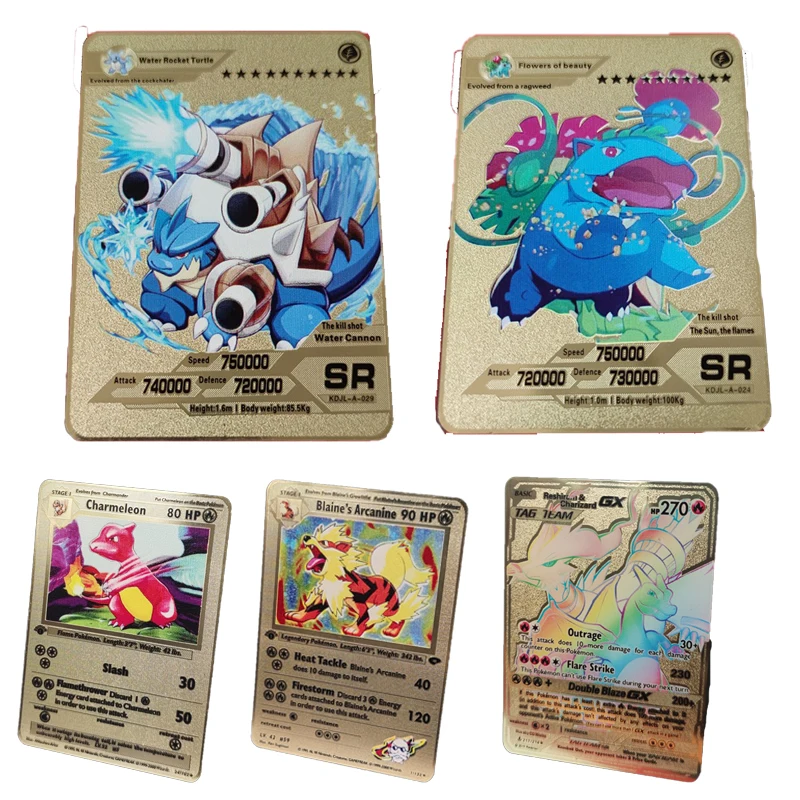 New product Anime Pokemon Card series Blastoise Pikachu Charizard Game ...