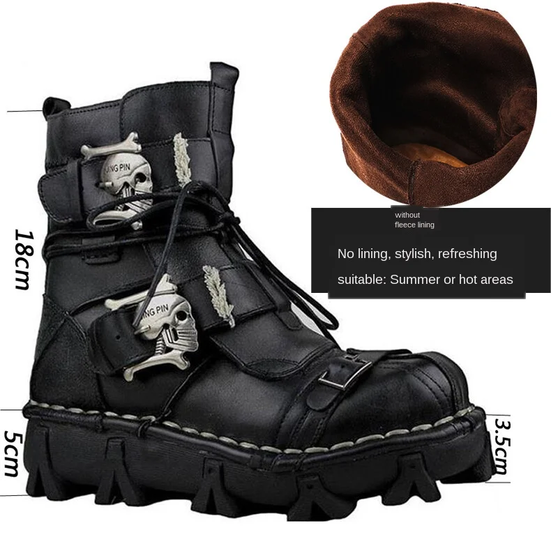 Botas de trabajo de cuero genuino para hombre, botas de combate ...