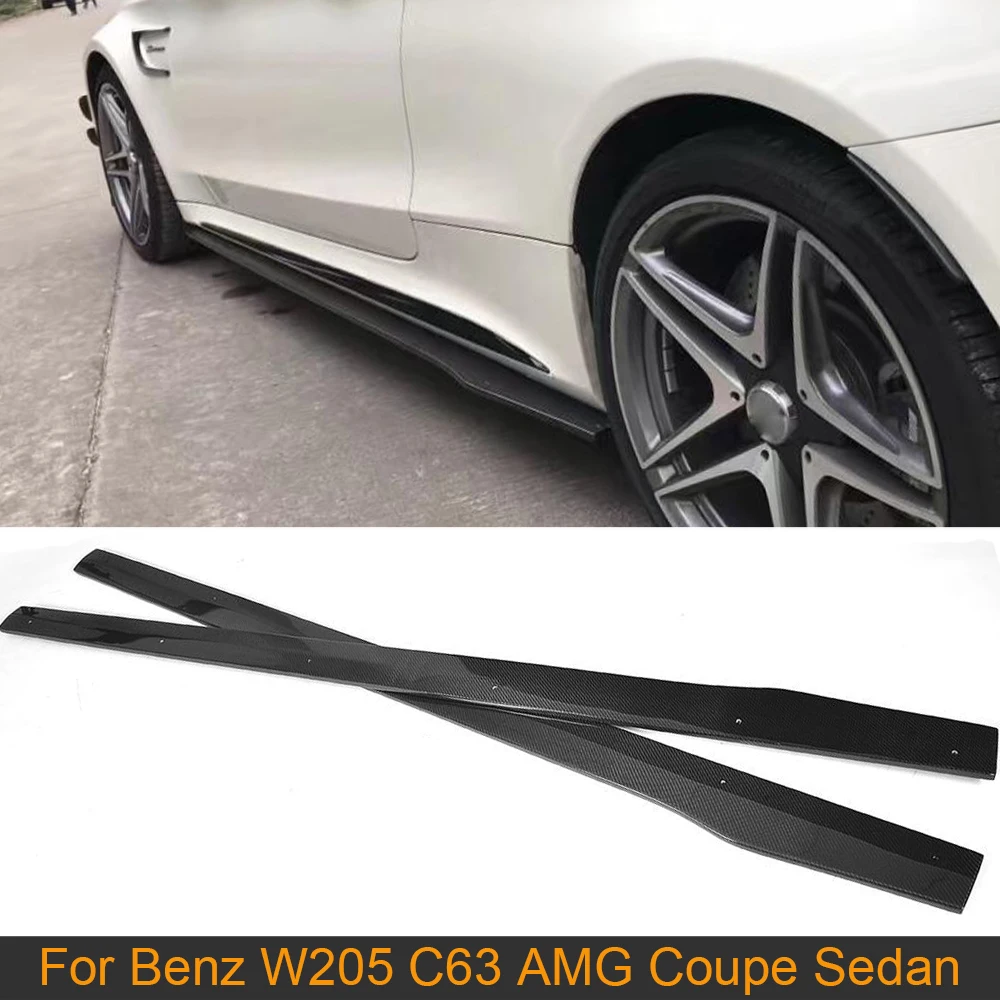 C Class Carbon Fiber Car Side Skirts For Mercedes Benz W205 C63 Amg ...