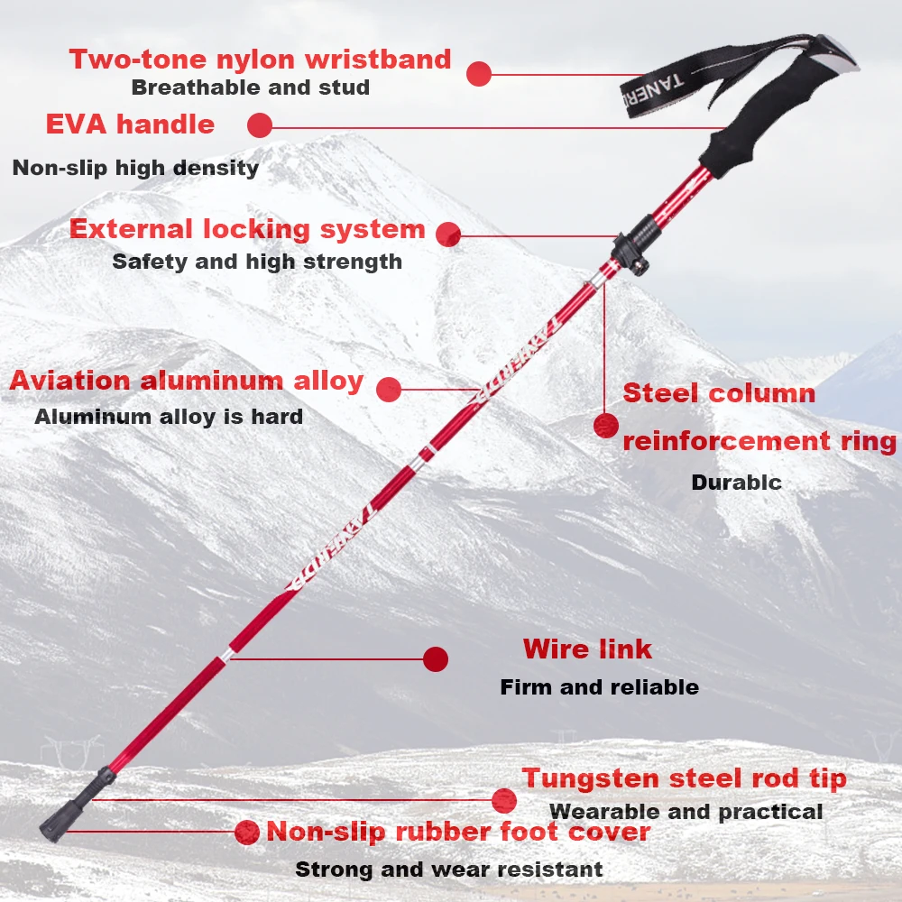 Hiking Antishock Walking Stick - Mountainotes LCC Outdoors and Fitness