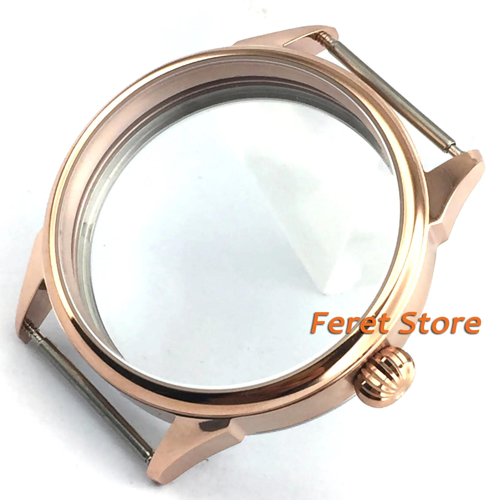 42mm Onion Head Rose Gold Stainless Steel Watch Case Fit Eta 6497/6498 ...
