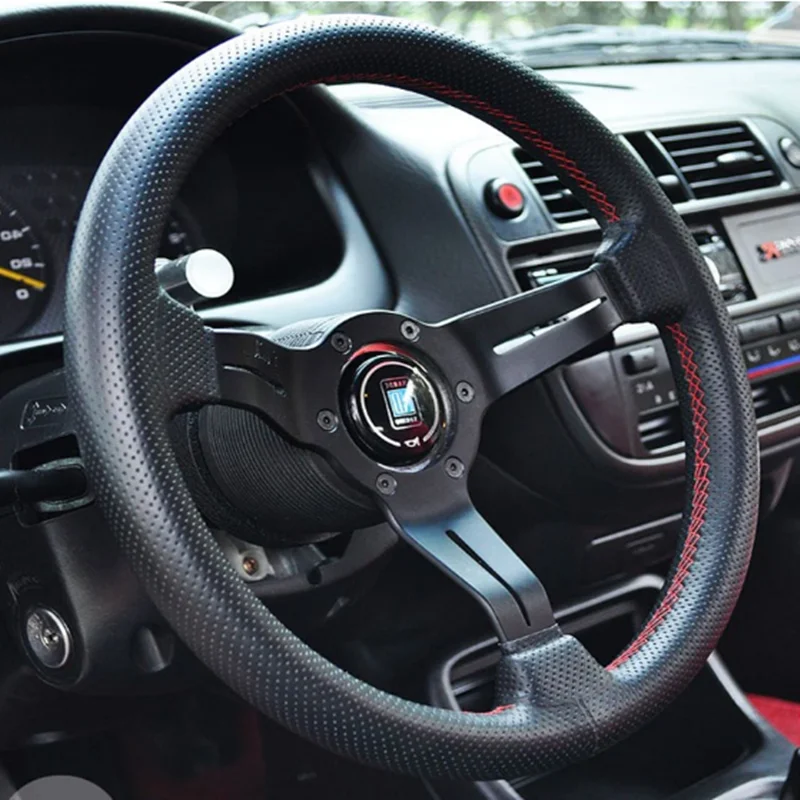 13 Inch ND Leather Racing Car Steering Wheel Deep Corn Drift Sports ...