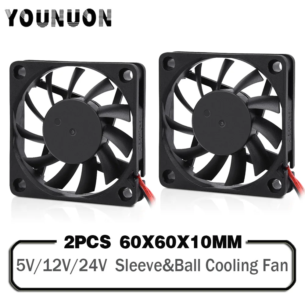 2PCS 60mm 5V 12V 24V Brushless USB 2PIN 3PIN DC Cooler Fan 60x60x10mm 6010 6cm For Computer PC ...