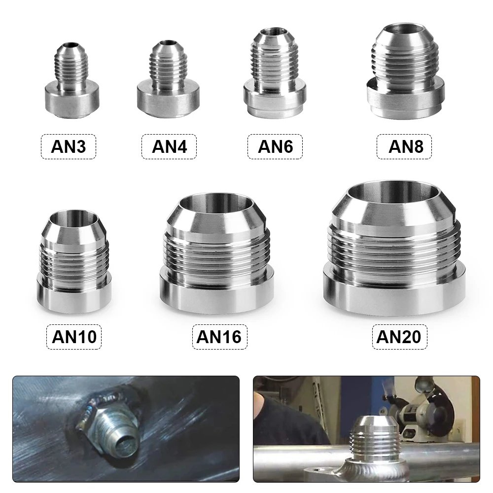 1PCS-AN6-AN8-AN10-AN12-AN16-AN20-Male-Billet-Stainless-Steel-Straight ...