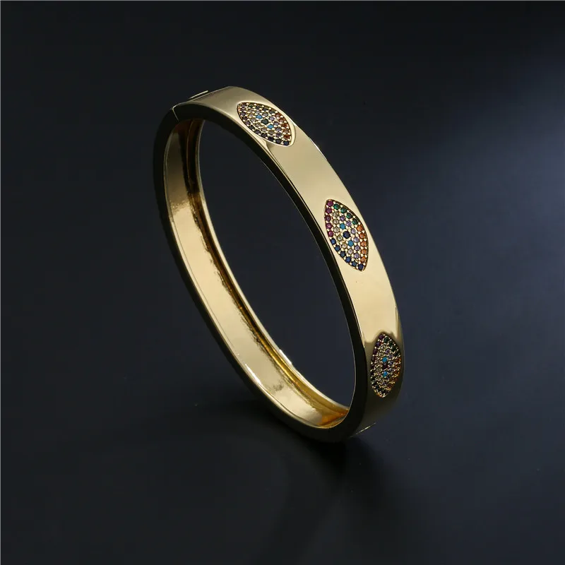 Gold Color Fashion Cz Evil Eye Bangles For Women Girl Wholesale ...