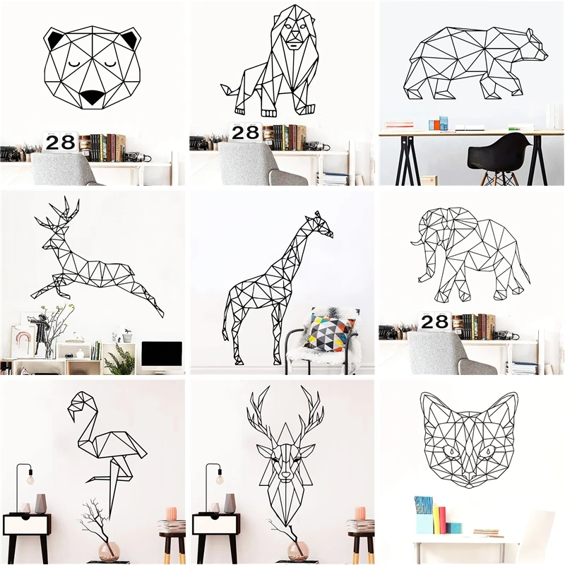 Nordic Geometry Animals Stickers For Baby Room Decor Vinyl Decals ...