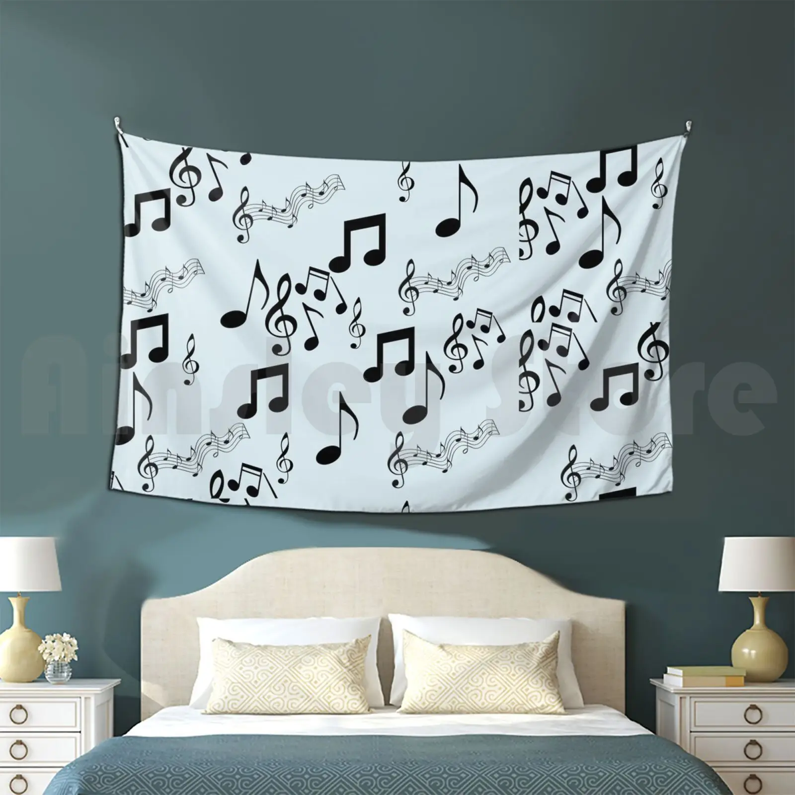 Music-Tapestry-Background-Wall-Hanging-Music-Band-Music-Note-Staff ...
