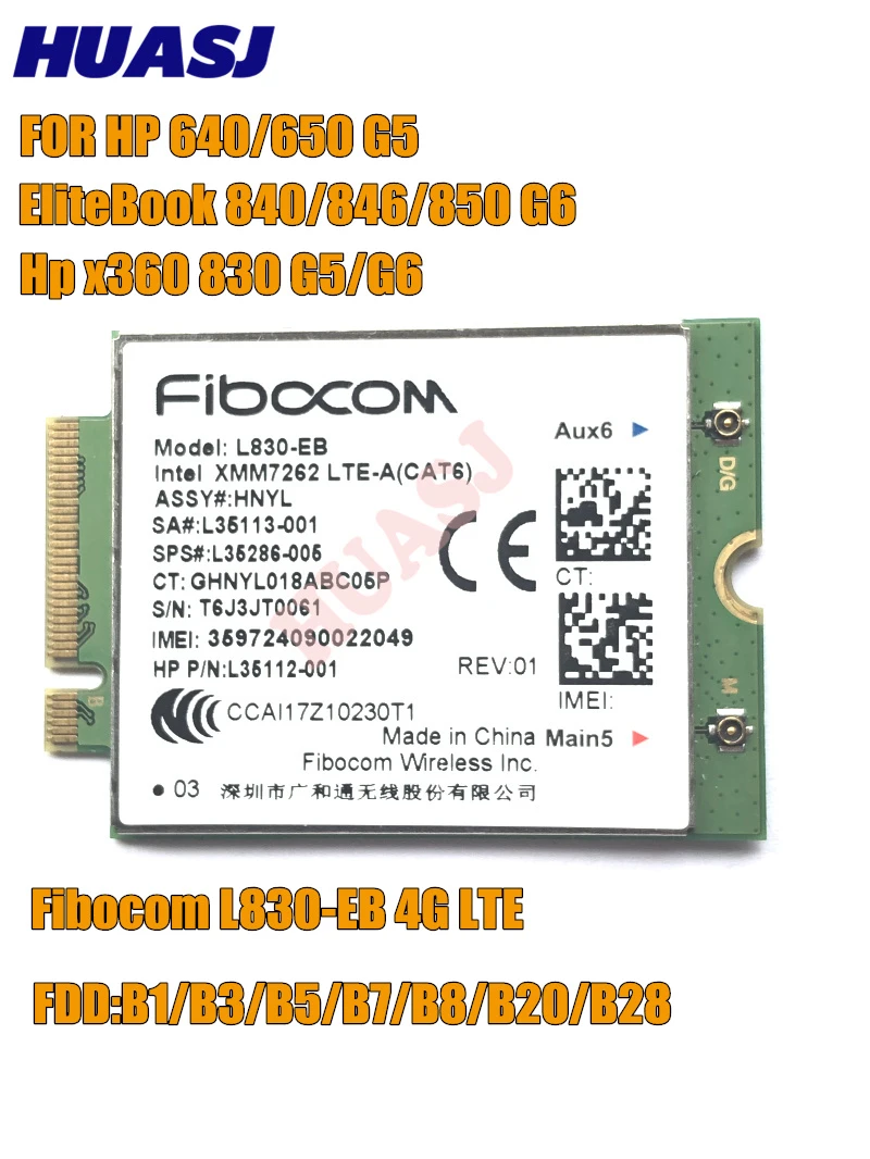 Fibocom L830 EB 4LTE WWAN Card For HP L35286 005 Intel XMM 7262 LTE ...