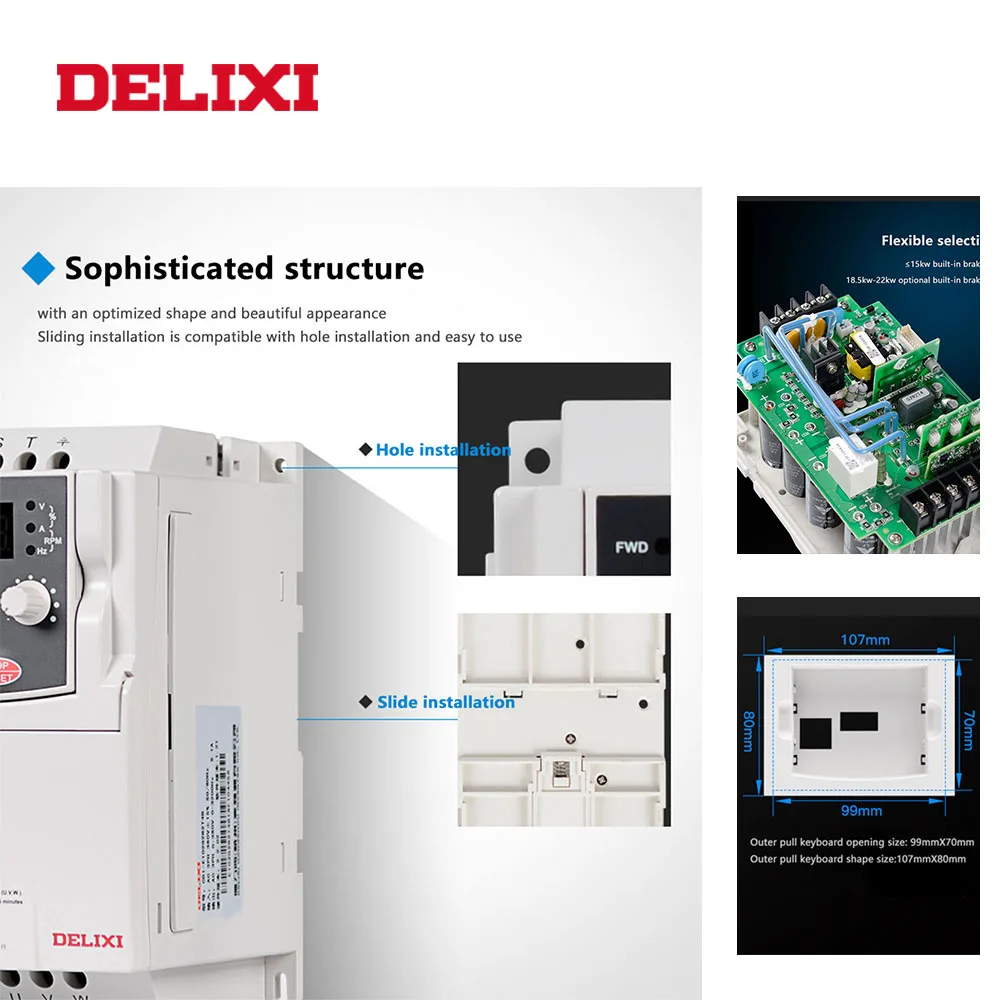 DELIXI AC 220V 1.5KW преобразователь частоты однофазный 3 фазы мощность двигателя Скорость ...