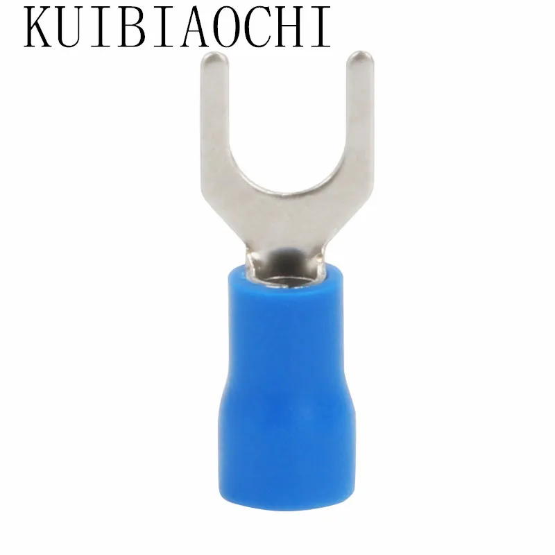 100PCS SV1.25 5 สีฟ้า Furcate สายเชื่อมต่อสายเคเบิล Furcate Pre ฉนวนส้อม Spade 22 16AWG ลวด ...