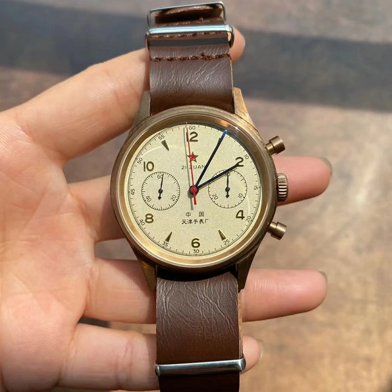 Bronze 1963 Watch 40mm Retro Manual Mechanical Sapphire Mirror 1963 ...