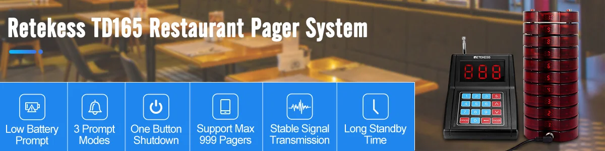 Retekess TD165 Restaurant Coaster Pager System 10 Beeper Receivers Max ...