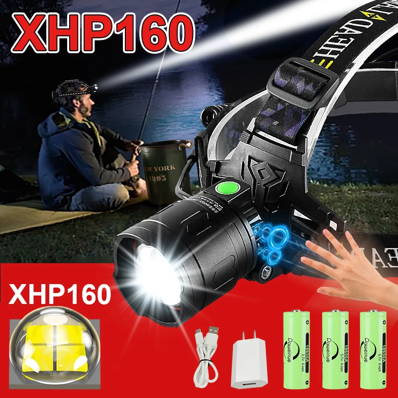 Super XHP160, linterna frontal LED más potente, lámpara de cabeza con ...