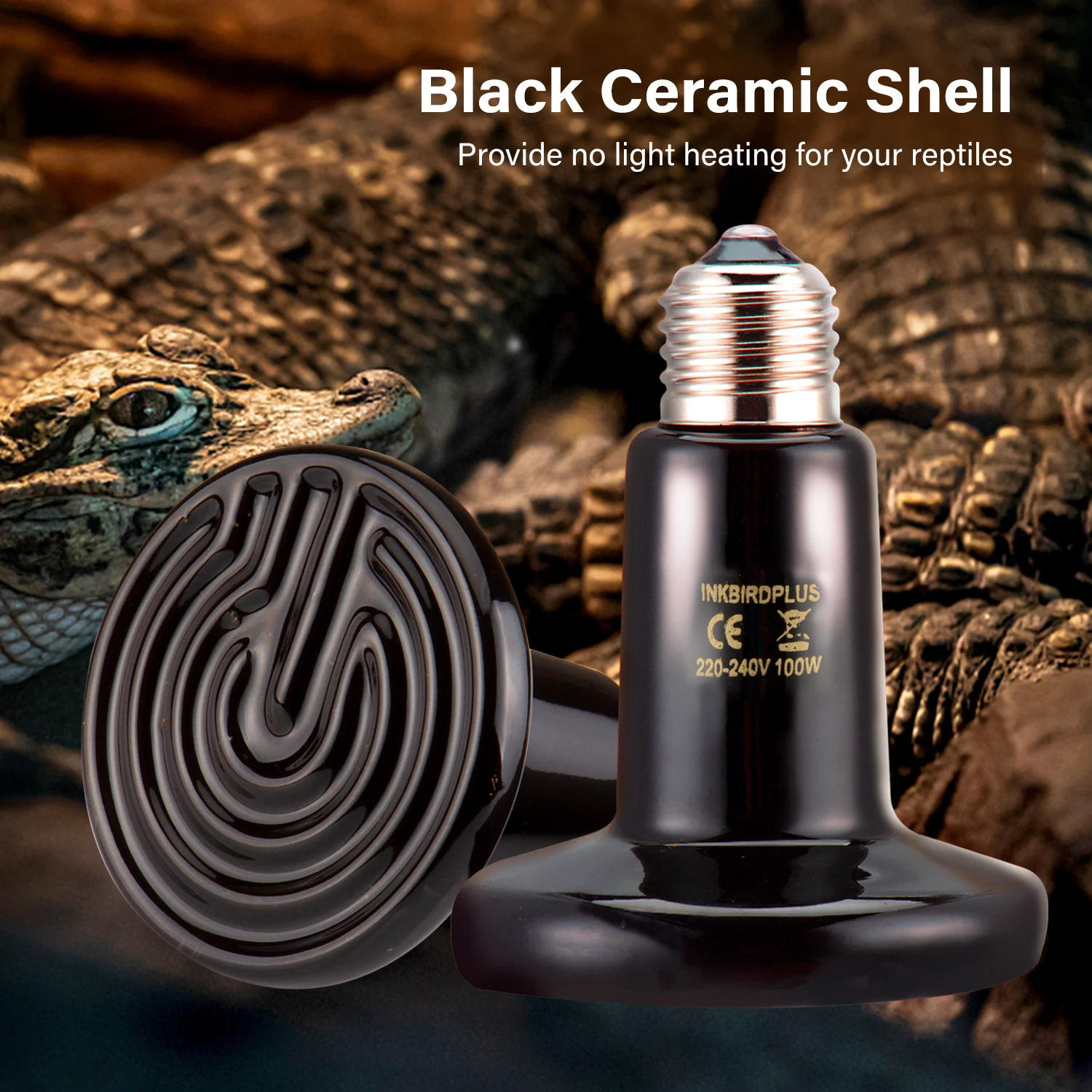 Reptile Heat Lamp Bulb 150W Infrared Ceramic Heat Emitter, Black No ...