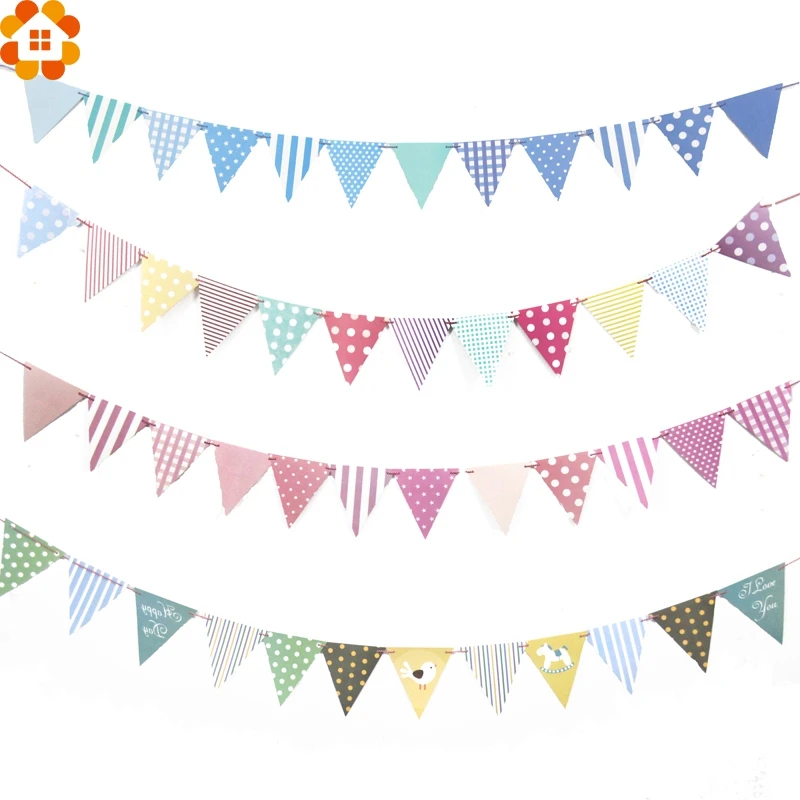 1Set-Colorful-Paper-Flag-Banner-Flags-Garland-Floral-Bunting-Banners ...