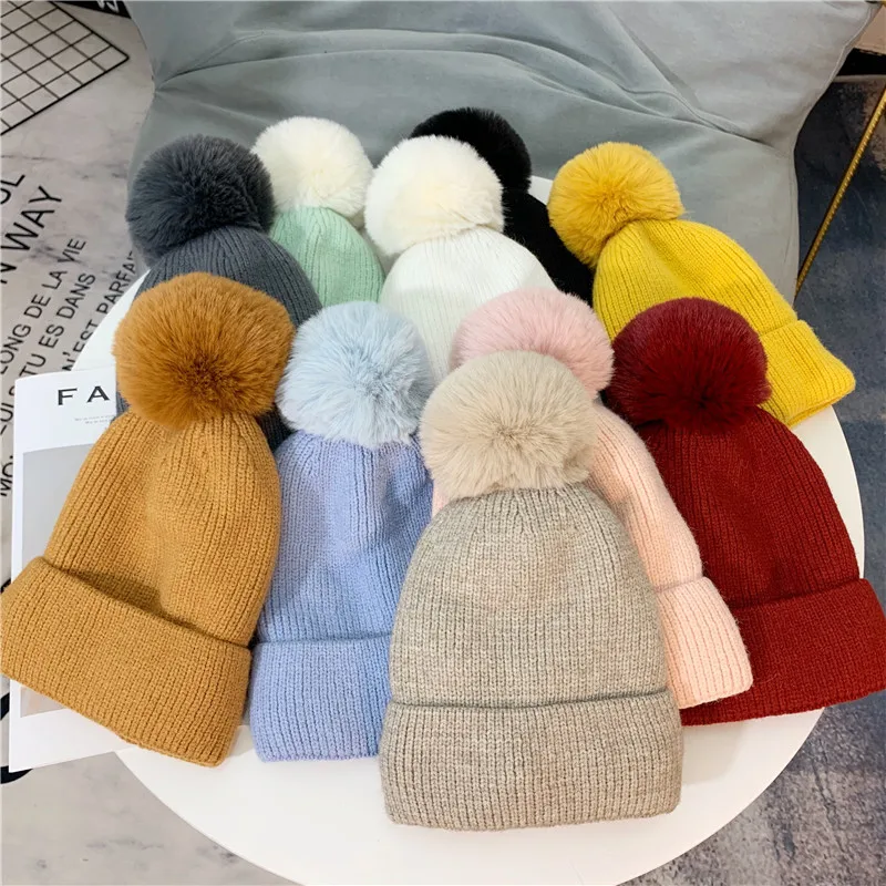 Gorro de punto con pompón para mujer, gorro suave y cálido, con forro ...