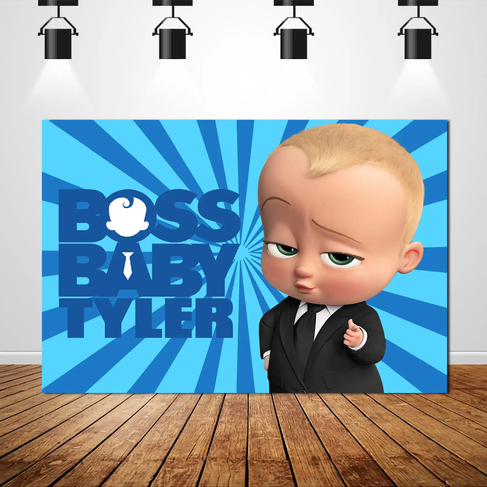 Sxy1668 Cartoon Boss Baby Background Prince Blue Curtains Newborn ...