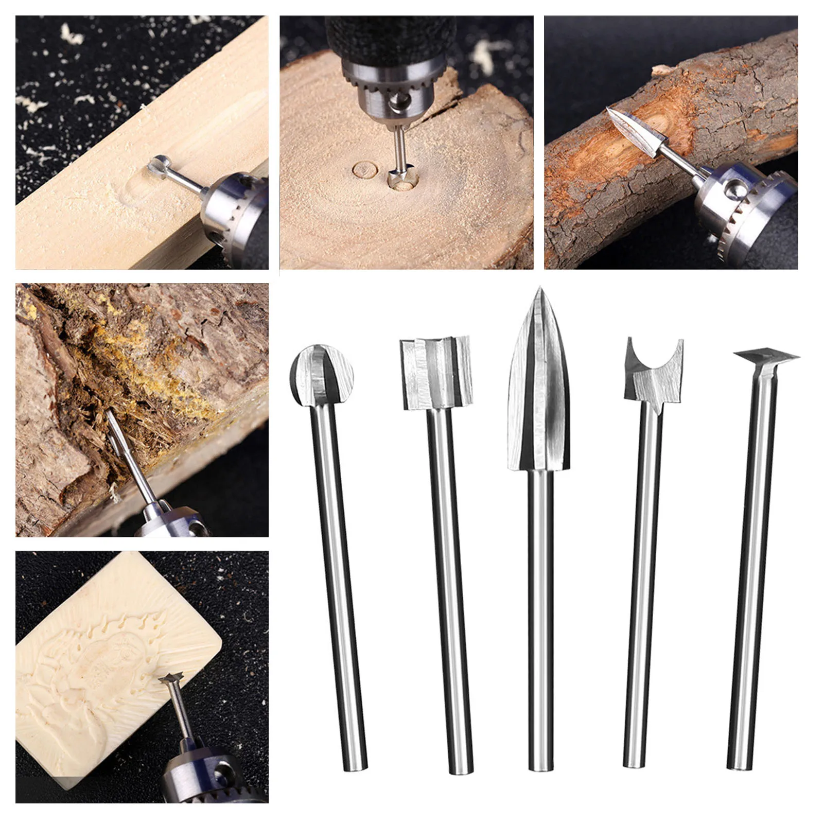 5PCS-SET-Wood-Engraving-Drill-Bit-Set-3-8mm-Milling-Cutters-Steel-Sharp ...