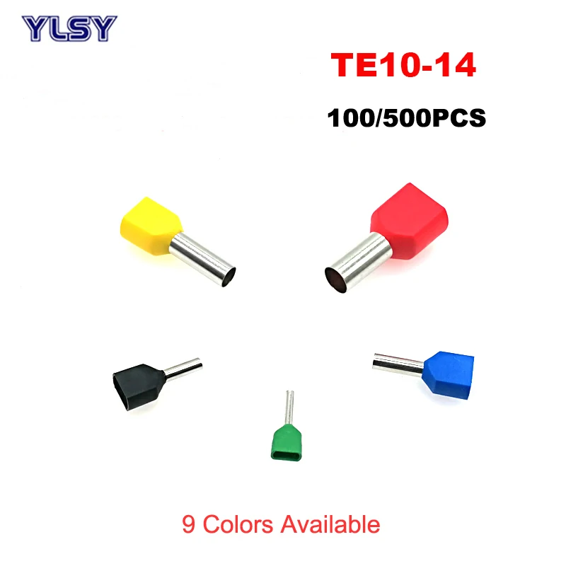 100/500pcs Dual Wire Tube Insulated Crimp Terminals TE10-14 Pipe ...