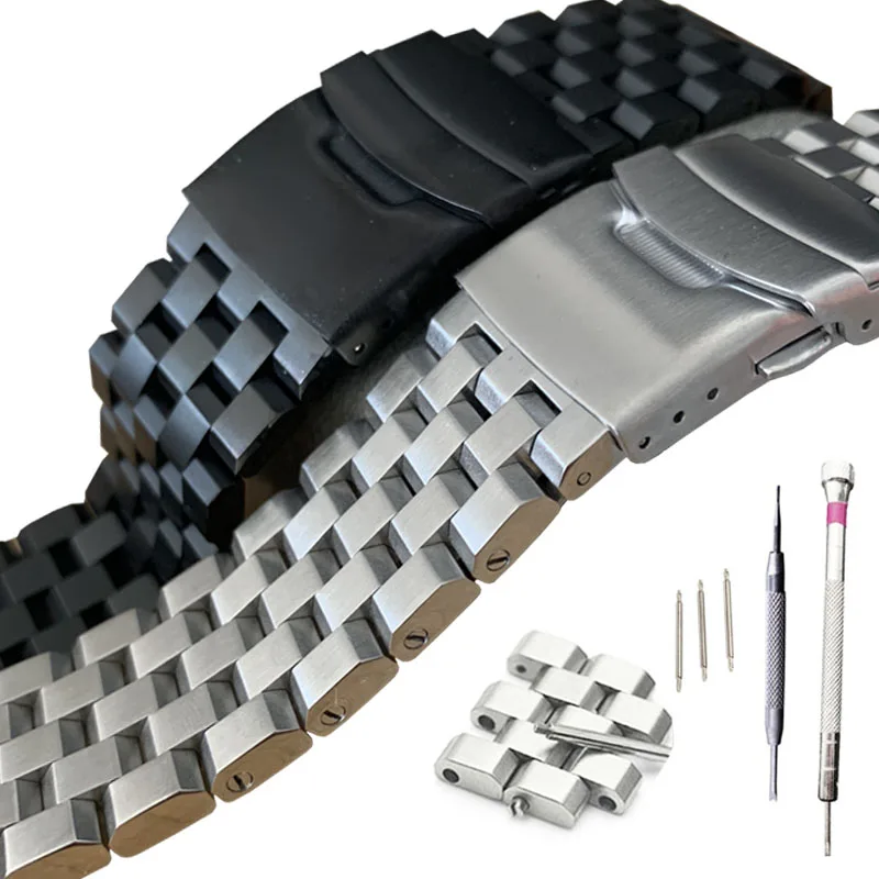 Luxury 18/20/22/24/26mm Solid Stainless Steel Watch Band Folding Clasp ...