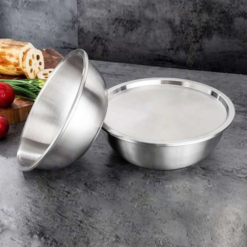 304 Stainless Steel Bowl with Lids Thickened Household Salad Bowl Sink ...