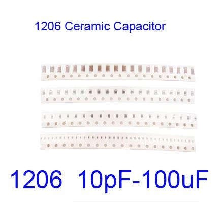 100pcs 1206 50V SMD Thick Film hjxrhgal Chip Multilayer Ceramic Capacitor 0.5pF 100uF 10NF 100NF ...