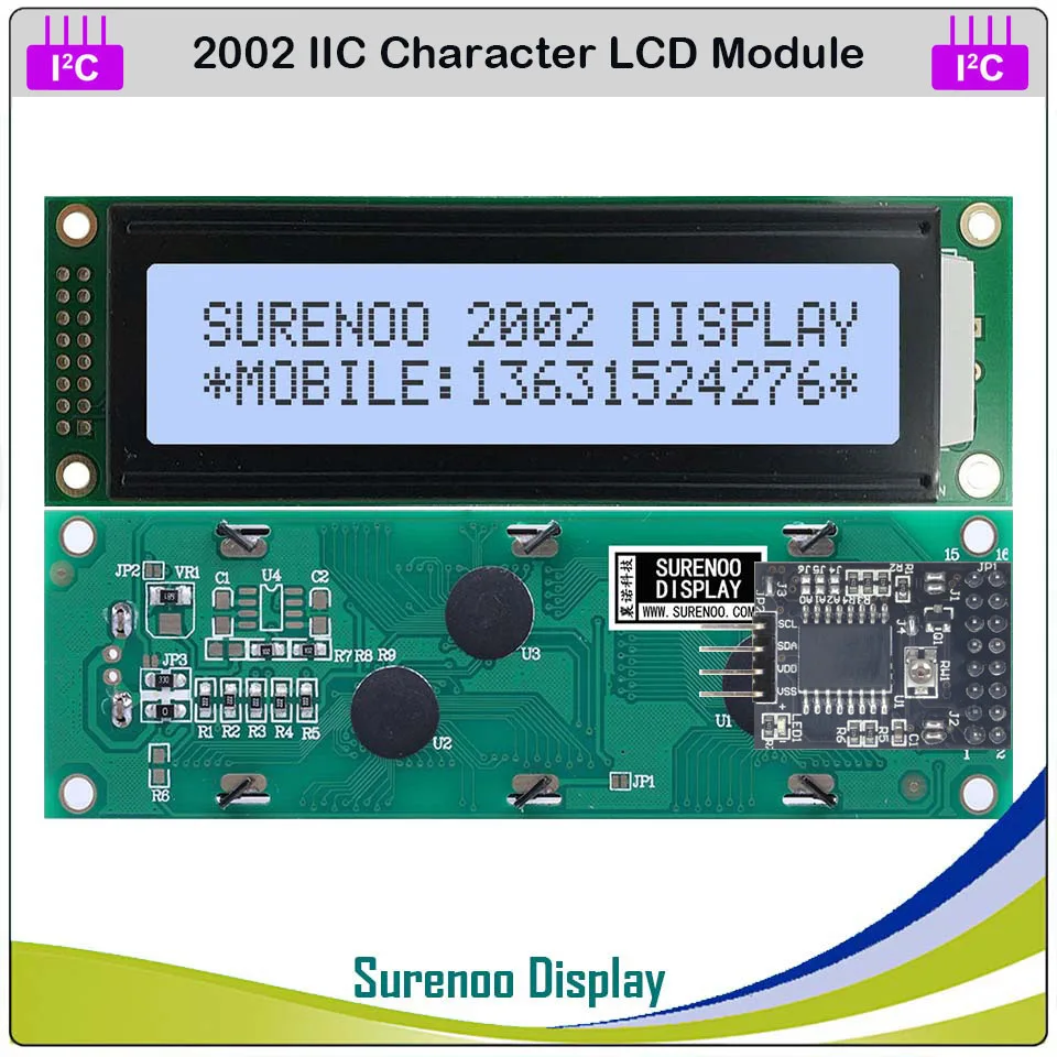 I2C Interface 20×4 LCD Module – Blue Screen – HandsOn