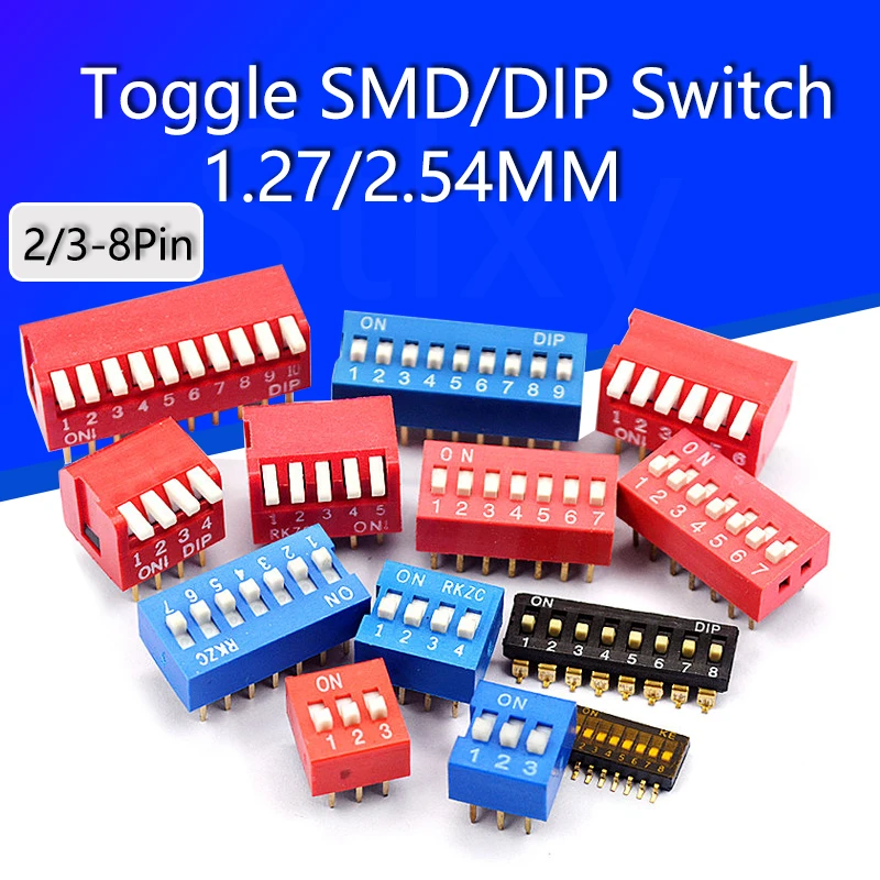 5pcs Slide Type Switch Module 1 2 3 4 5 7 8 10pin /1.27/2.54mm Position ...