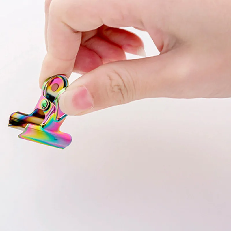 Creative Gradient Laser Colorful Paper Clips Hollow Metal Binder Clip ...