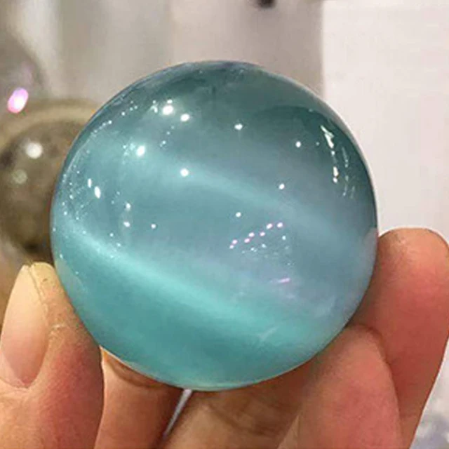 40/50/60MM Beautiful Rare Natural Cat's Eye Stone Balls Quartz Crystal ...