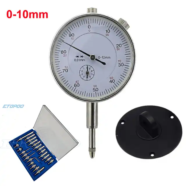 Dial Indicator 0 10mm 0.01mm Lug Back Test Gauge 22pcs Anvil Point Set ...