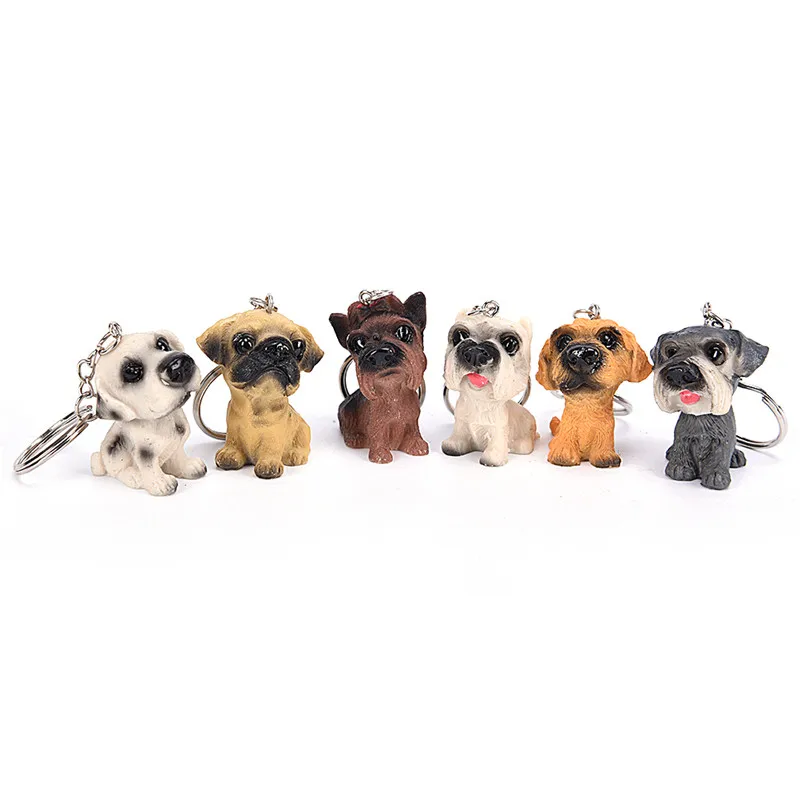 3d Resin Cute Dog Key Chain For Lovers Animal Keyring Key Ring Holder ...