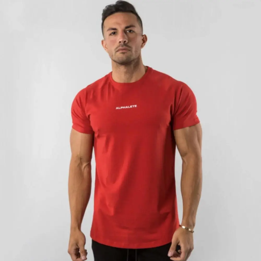Printed Short Sleeve Men's Cotton Workout T Shirt - Men's Fitness ...
