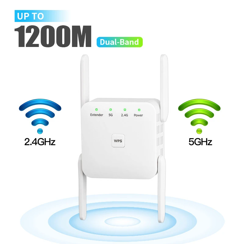 5G Wifi Repeater 5Ghz WiFi Extender 1200Mbps WiFi Router Amplifier Booster 2.4G/5Ghz Wi-Fi ...