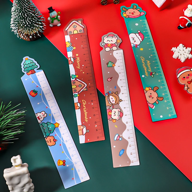 15cm Cartoon Christmas Magnetic Ruler Kawaii Stationery Rulers Student ...