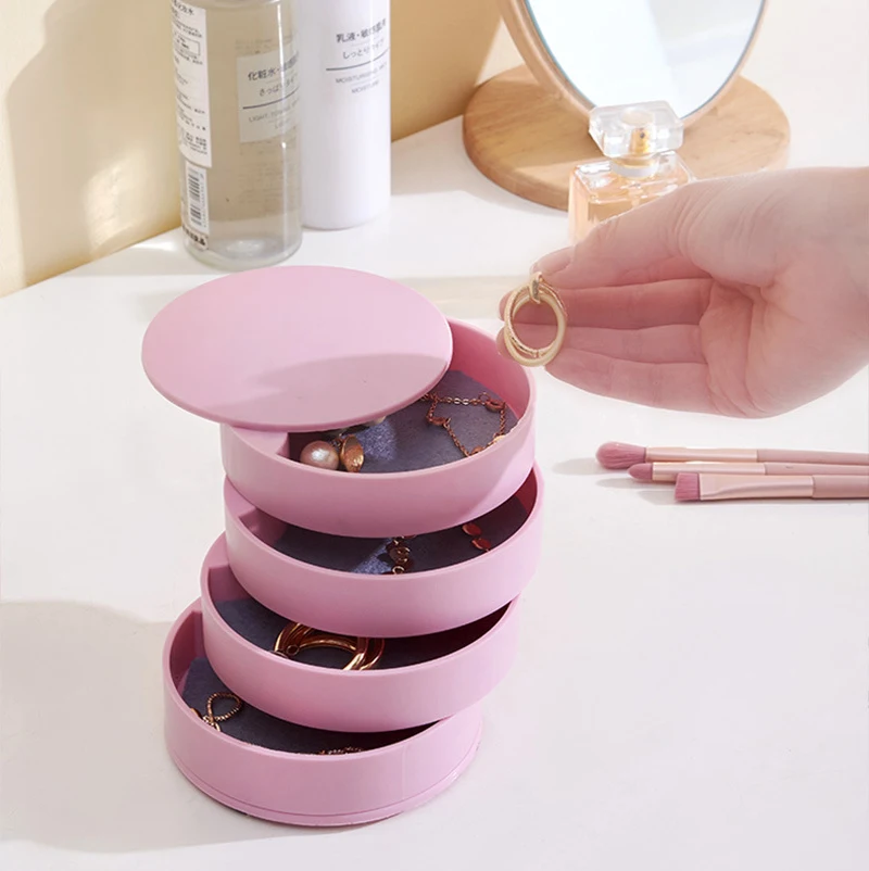 Portable 360 ° Rotating Multi-layer Earrings Jewelry Storage Box ...