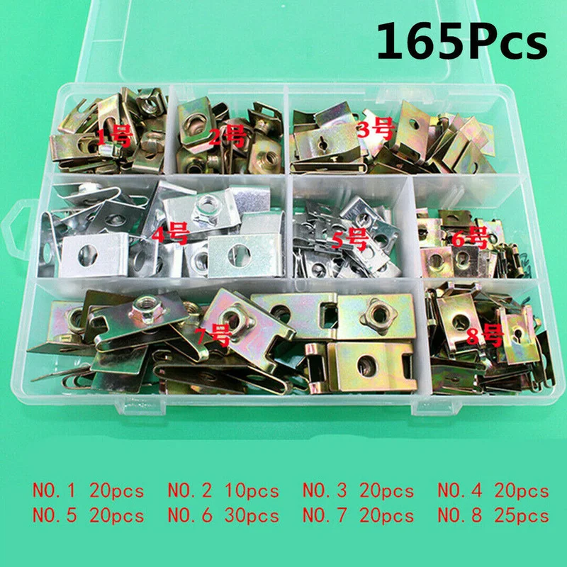165Pcs-Set-8-Sizes-Car-Body-Door-Panel-Fender-Fastener-Fixed-Screw-U ...