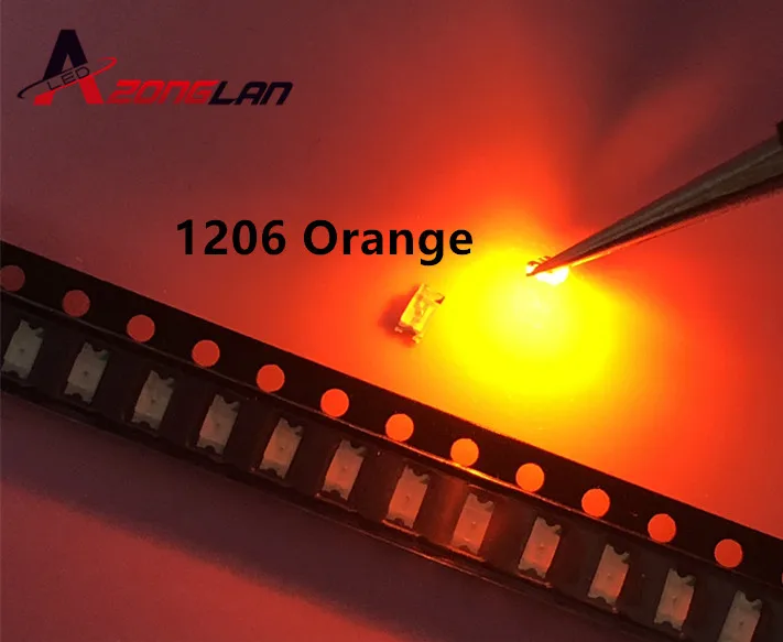 100 피스 오렌지/앰버 1206 SMD SMT 슈퍼 브라이트 LED 램프 라이트 고품질 신제품 600 610nm 200 ...