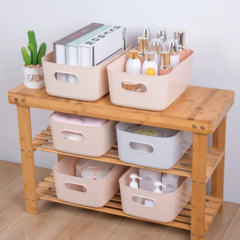 Plastic Sundry Storage Basket Home Office Bathroom Cosmetic Closet Bin ...
