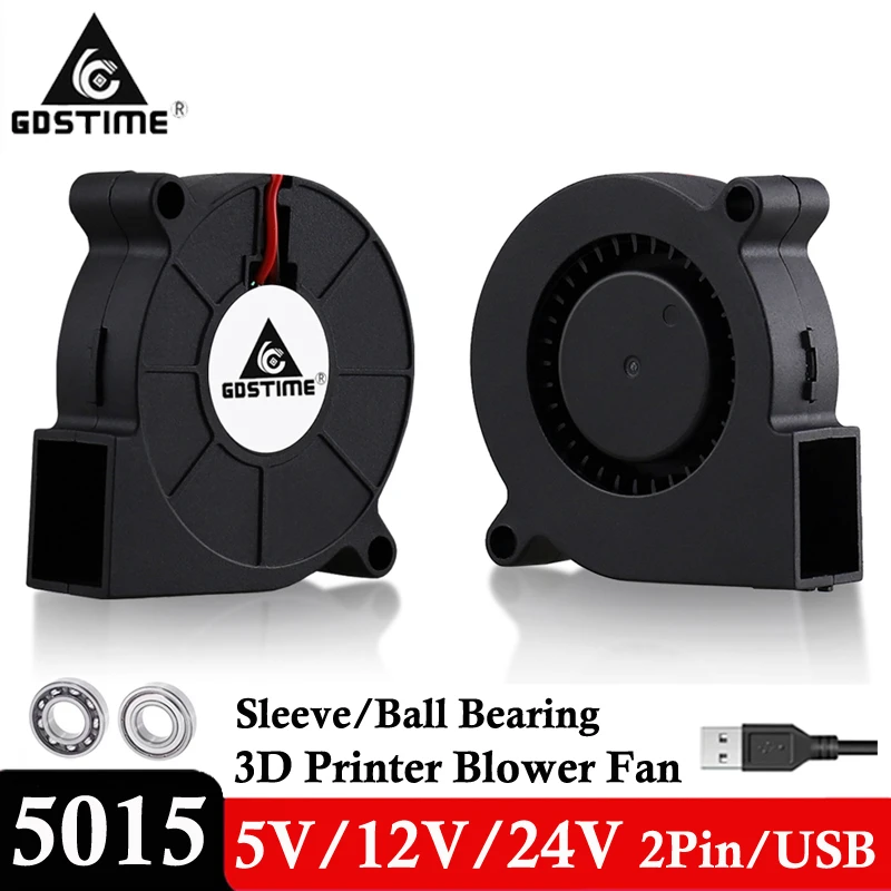 2pcs 5015 Dc 12v 24v 5v Ball Bearing 2pin Usb Brushless Radial Turbo ...