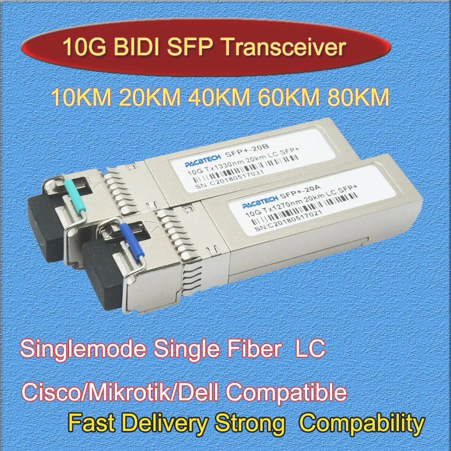 10G SFP WDM SFP + Bidi 1270/R1330nm, 3km,10km, 20km,40km,60km SFP 트랜시버 10G sfp 광섬유 모듈, 80km LC ...