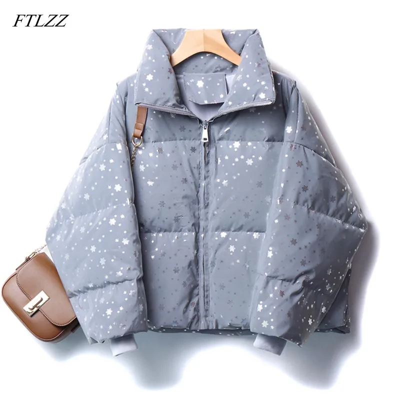 FTLZZ, новинка, зимний Яркий пуховик, для женщин, белый утиный пух ...