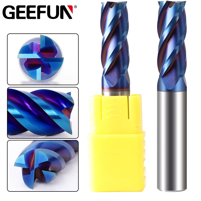 Hrc65 카바이드 엔드 밀 Cnc 커터 4 플루트 밀링 커터 텅스텐 나노 코팅 엔드밀 플랫 스퀘어 Cnc 기계 절단 도구