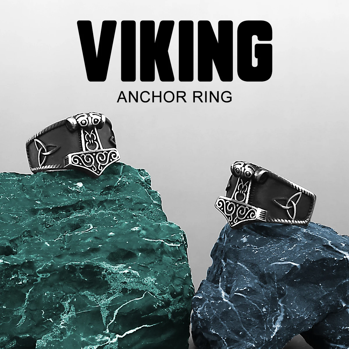 316L Stainless Steel New Retro Viking Ring Mjolnir Thor's Hammer Celtic ...