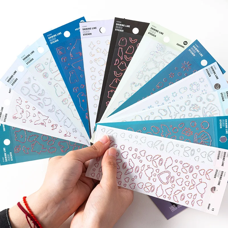 16Sheet Transparent Flash Laser Sticker DIY Scrapbook Album Stationery ...