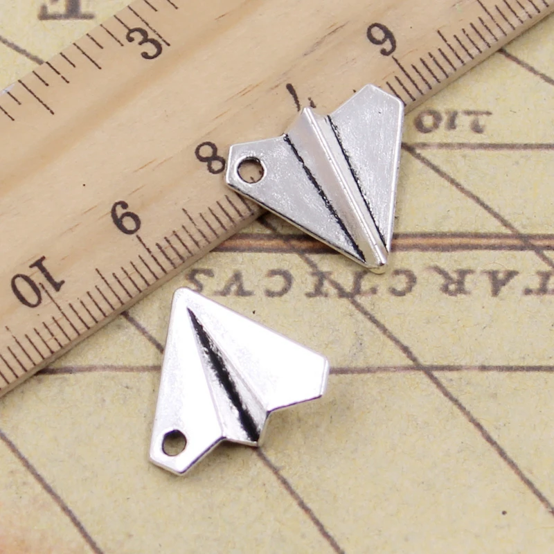 10pcs-Charms-Paper-Airplane-Plane-18x17mm-Tibetan-Bronze-Silver-Color ...