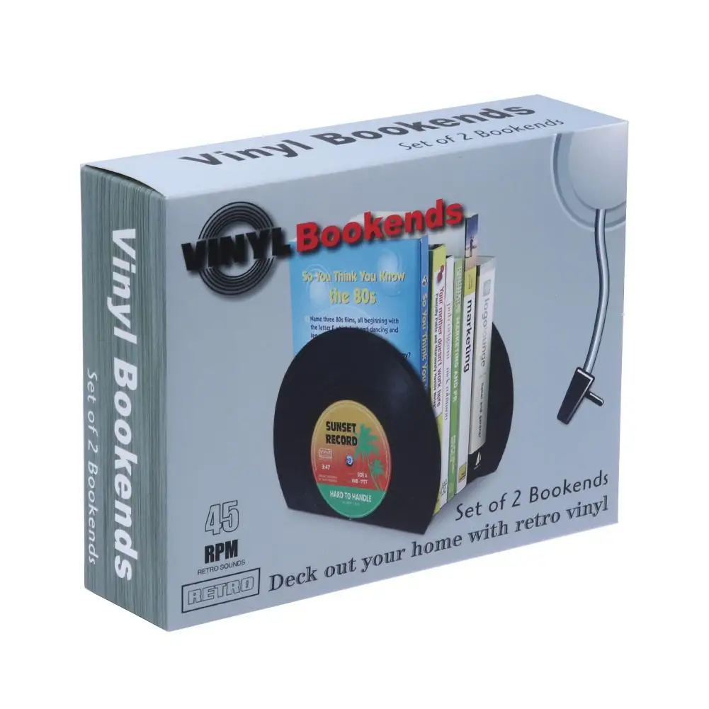 2pcs/Set Retro Vintage Record Bookends Vinyl Book Holder Desk Organizer ...