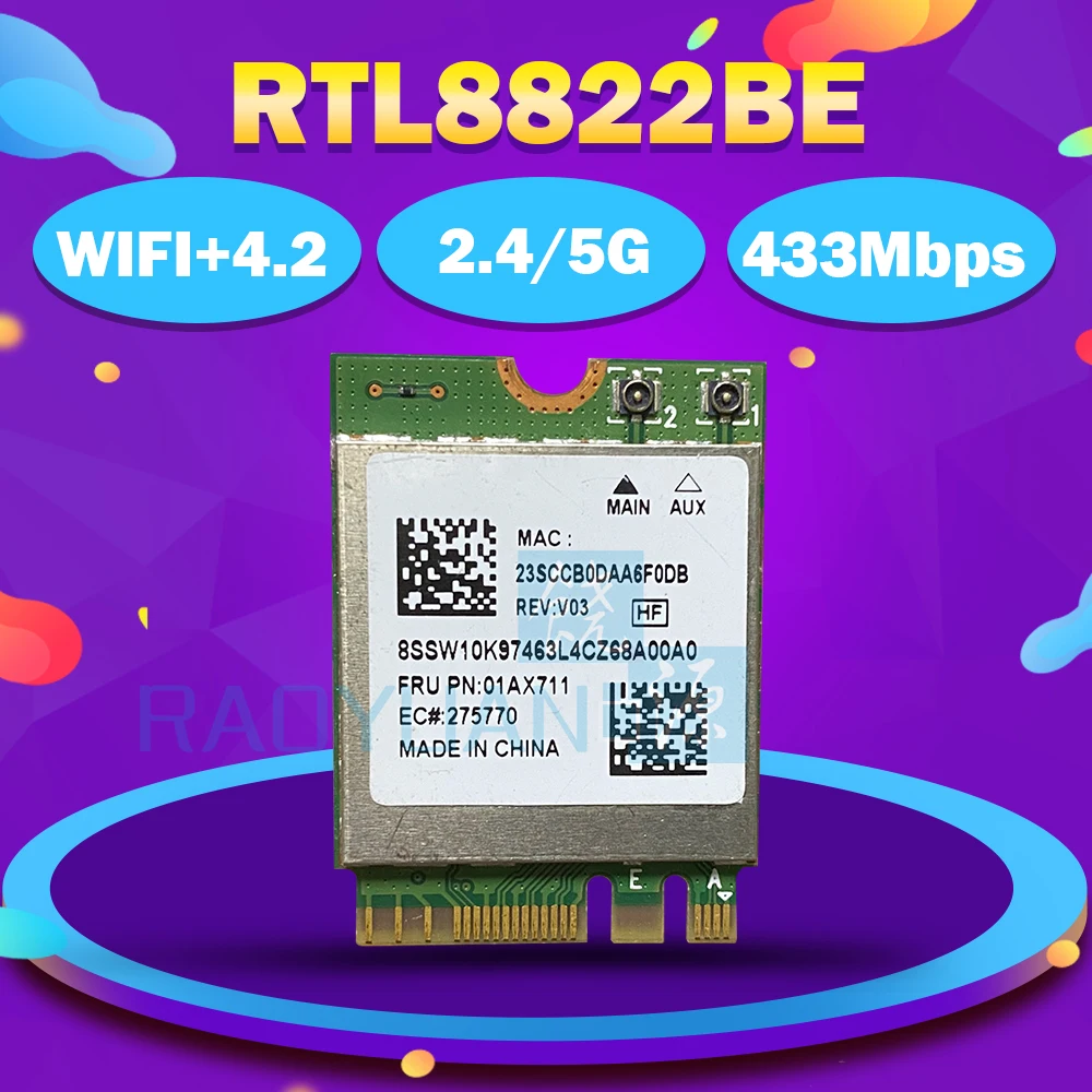 RTL8822BE RTL8822 WiFi + Bluetooth4.1 NGFF плата Wireless WLAN Card 2 ...