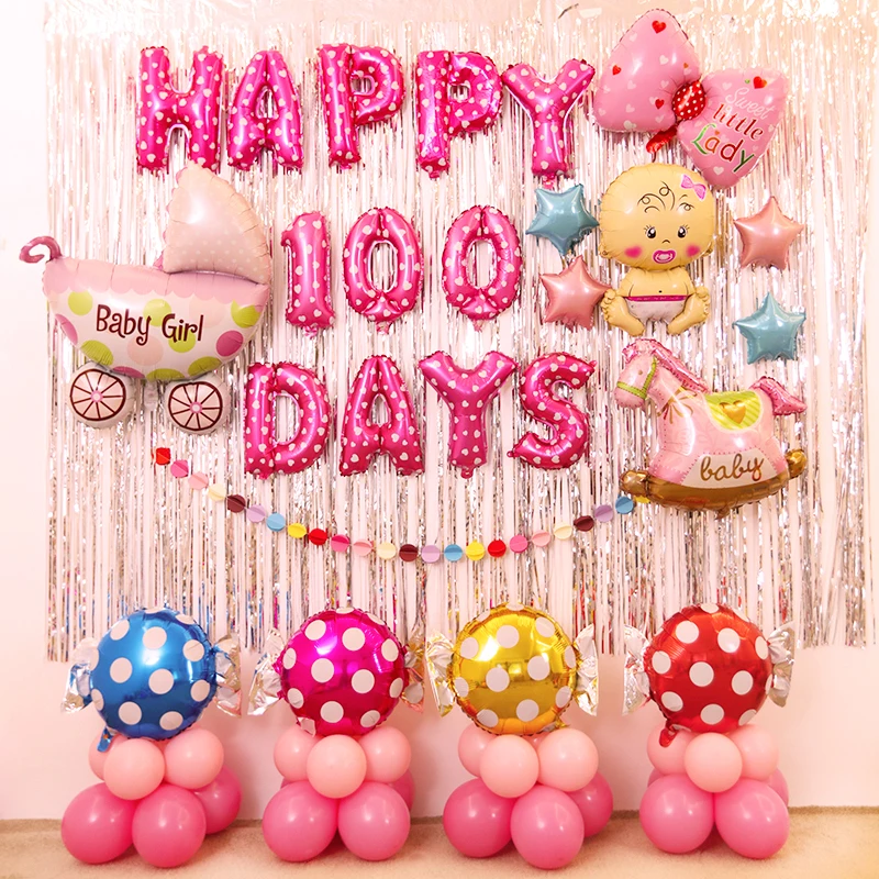 Happy 100 Days Balloon Backdrops Decorations Baby Shower Candy Balloon ...